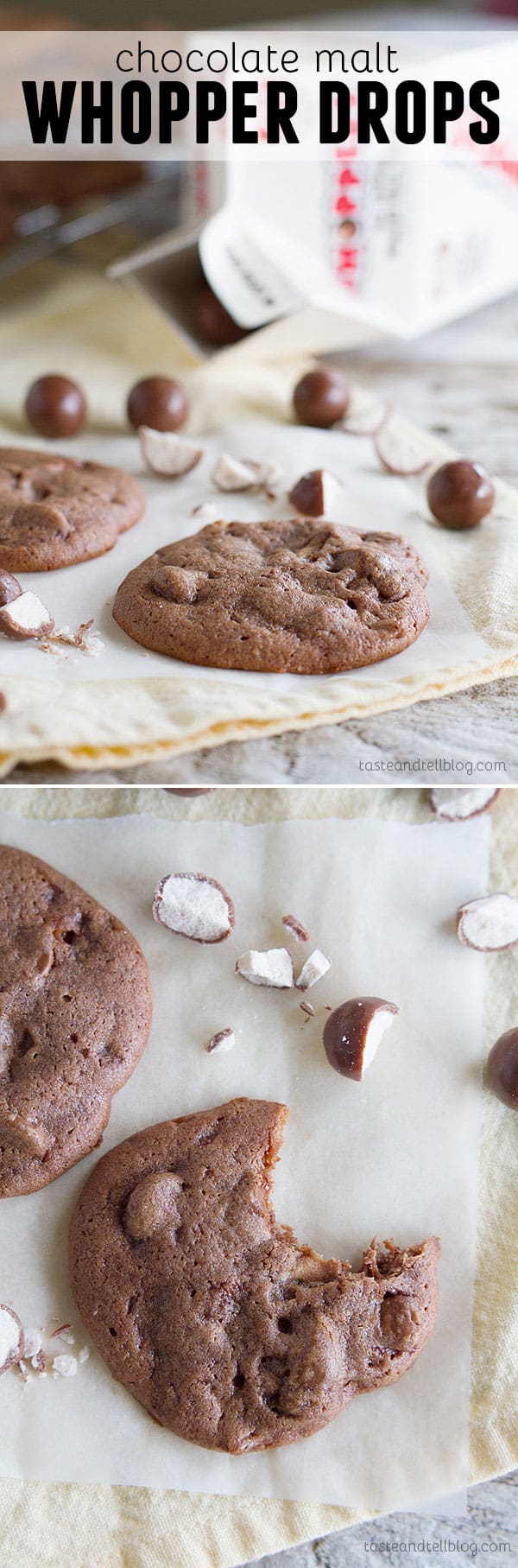 Chocolate Malt Whopper Drops Cookies - Taste and Tell