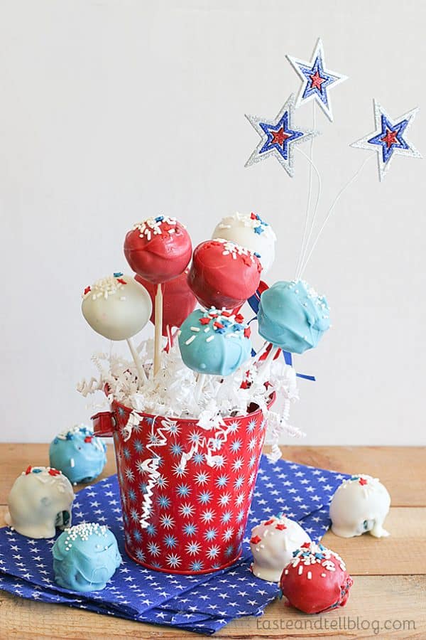 Red and Blue Velvet Cake Pops - Taste and Tell