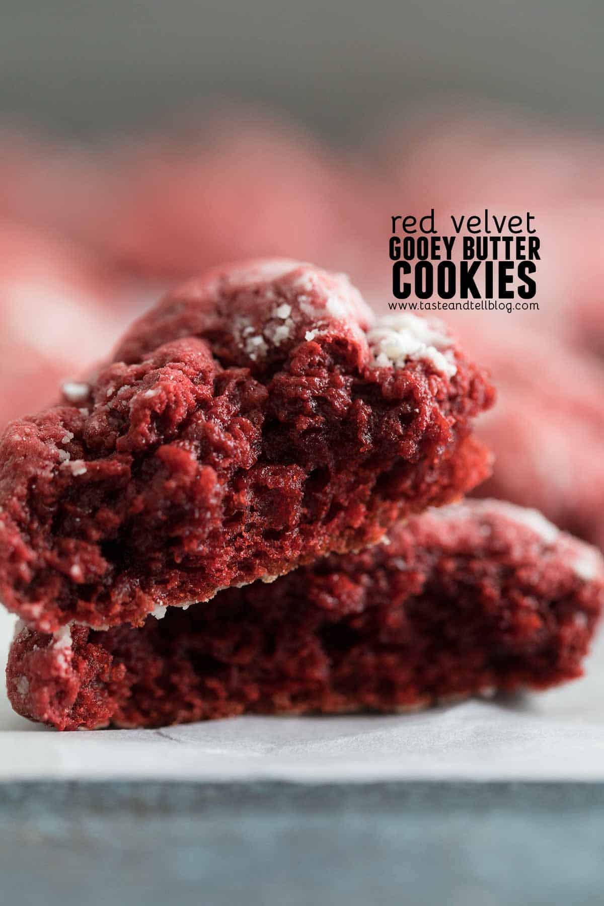 Red Velvet Gooey Butter Cookies- Cake Mix Cookies - Taste and Tell