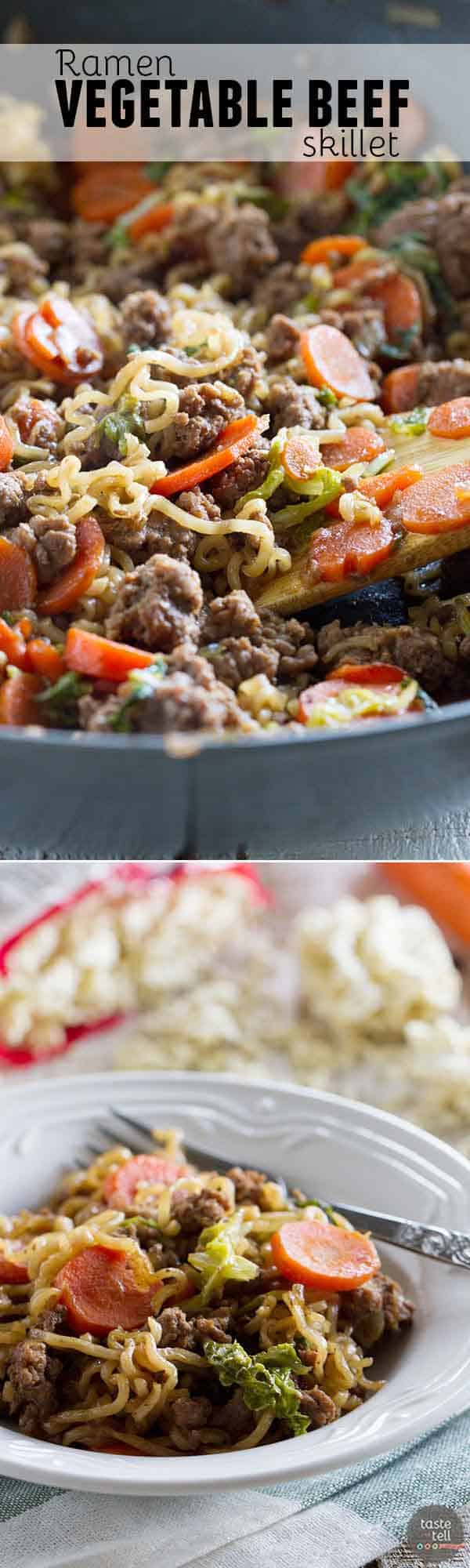 Ramen Vegetable Beef Skillet - Taste and Tell