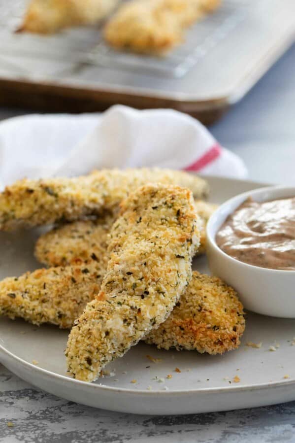 Crispy Ranch Chicken Strips with Ranch BBQ Dipping Sauce - Taste and Tell