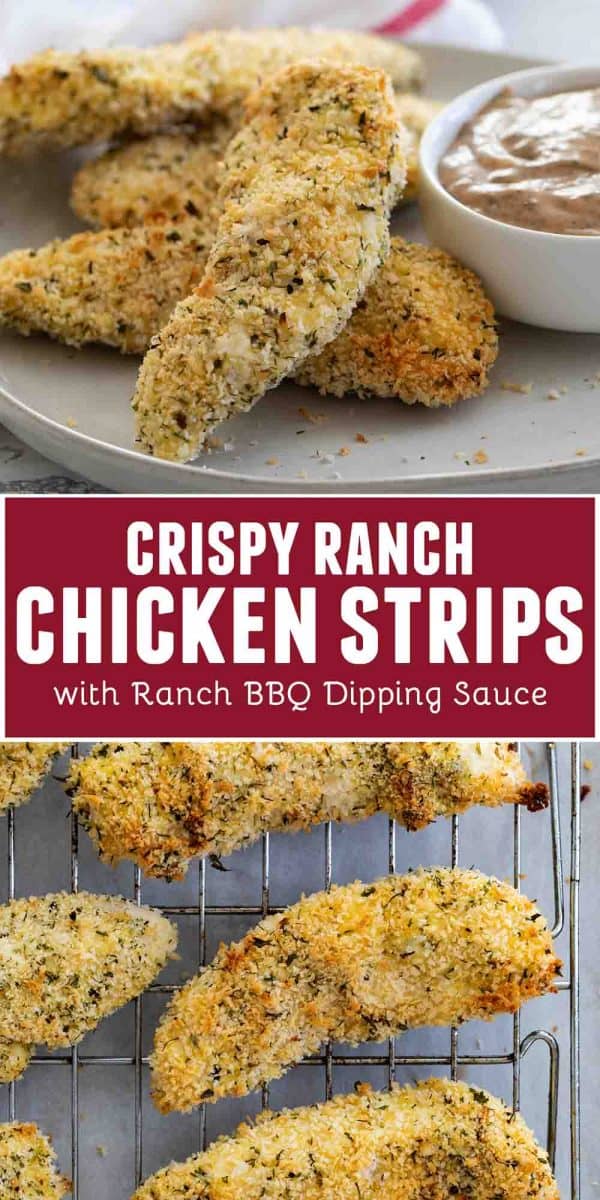 Crispy Ranch Chicken Strips with Ranch BBQ Dipping Sauce - Taste and Tell