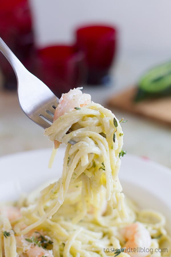 Poblano Cream Pasta with Shrimp - Taste and Tell