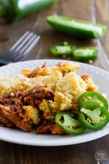 Cornbread Topped BBQ Pork - Taste and Tell