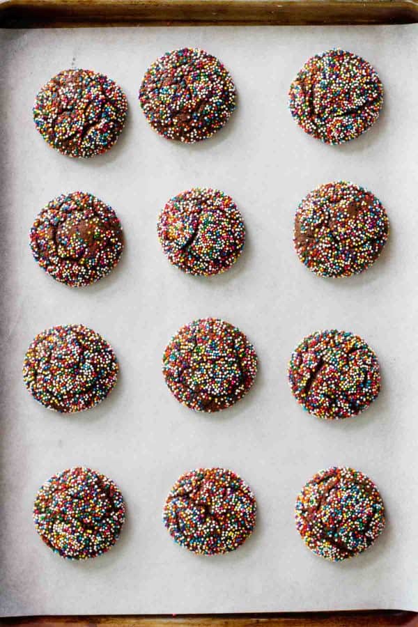 Chocolate Crinkle Sprinkle Cookies - Taste and Tell