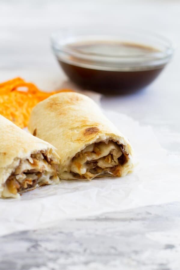French Dip Tortilla Roll Ups - Taste and Tell
