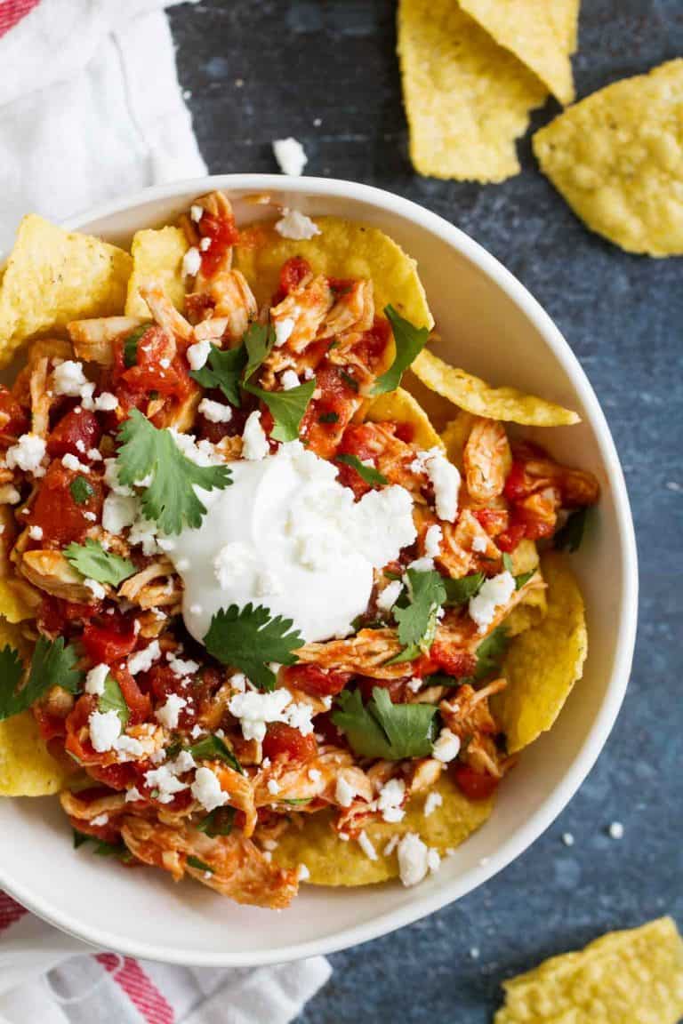 Easy Shredded Chicken Chilaquiles Recipe - Taste and Tell