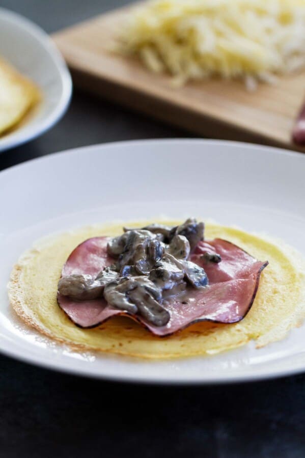 Savory Crepes with Ham and Mushrooms - Taste and Tell
