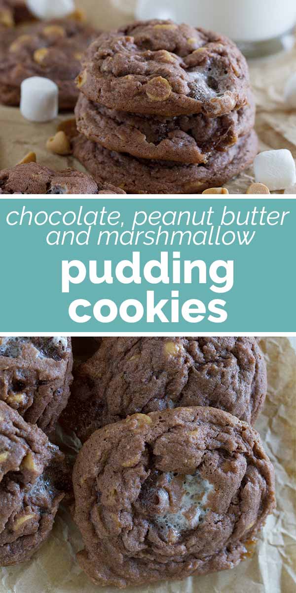 Chocolate, Peanut Butter, and Marshmallow Pudding Cookies - Taste and Tell