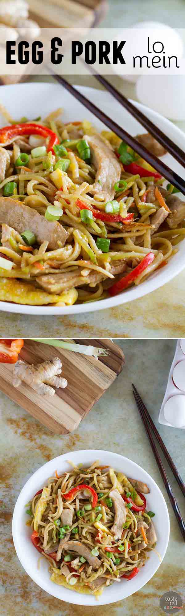 Egg and Pork Lo Mein - Taste and Tell