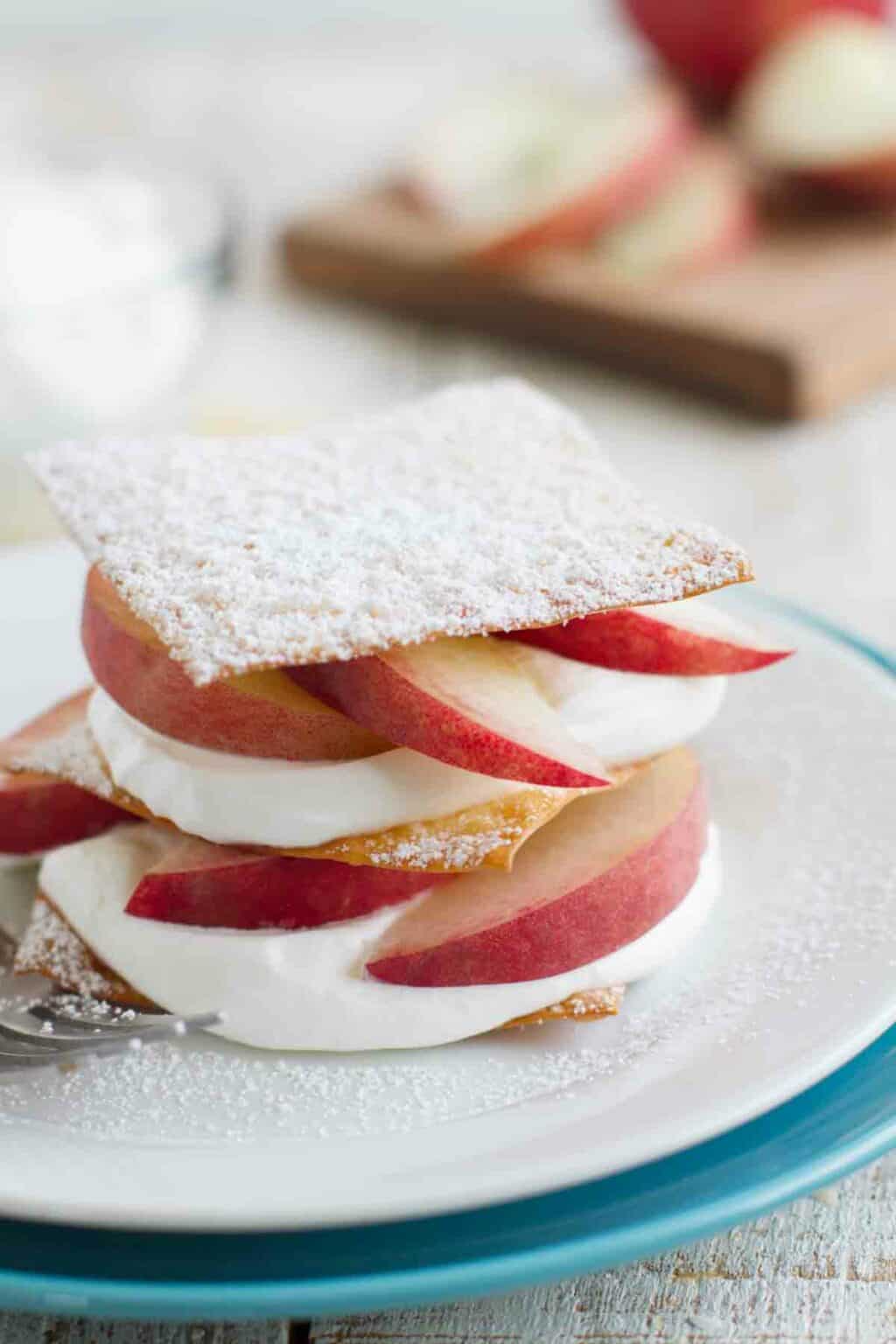 Peach Napoleon Recipe with Sugared Wonton Wrappers