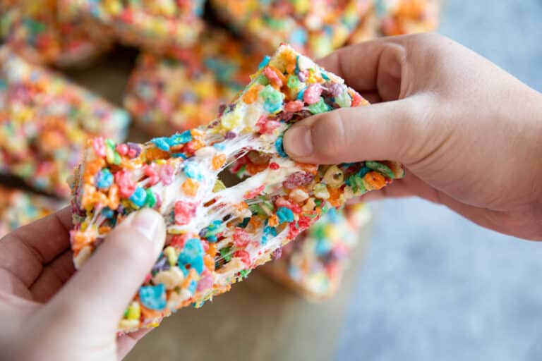 Fruity Pebble Rice Crispy Treats - Taste and Tell