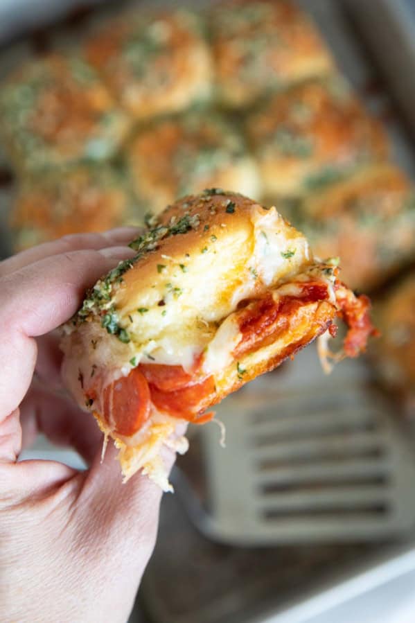 Pepperoni Pizza Sliders - Taste and Tell