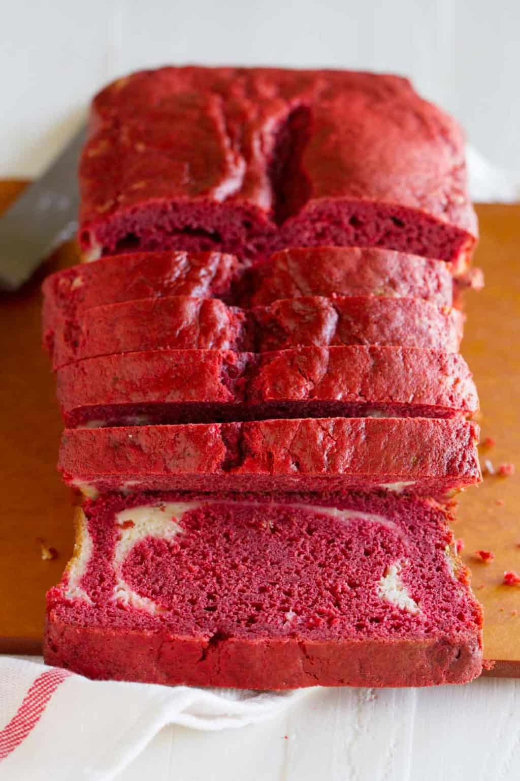 Red Velvet Quick Bread with Cream Cheese Filling - Taste and Tell