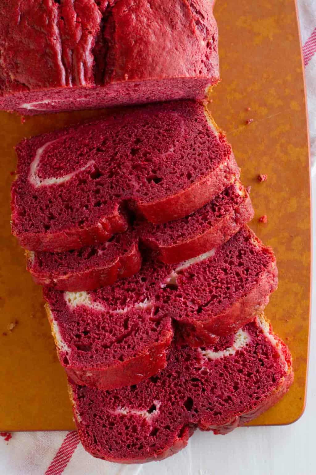 Red Velvet Quick Bread with Cream Cheese Filling - Taste and Tell