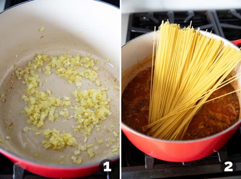 Creamy One Pot Spaghetti with Meatballs - Taste and Tell
