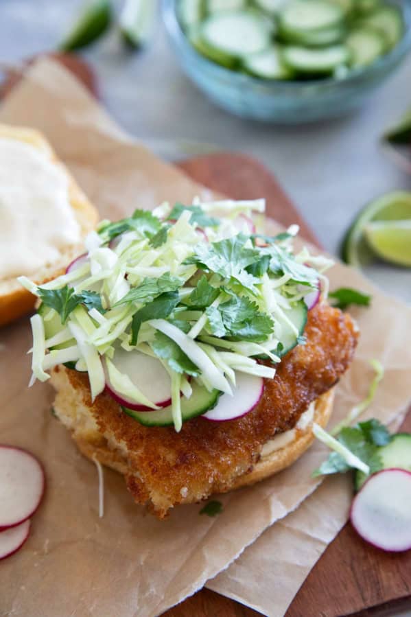 Crispy Fish Sandwich Recipe with Wasabi Tartar Sauce - Taste and Tell